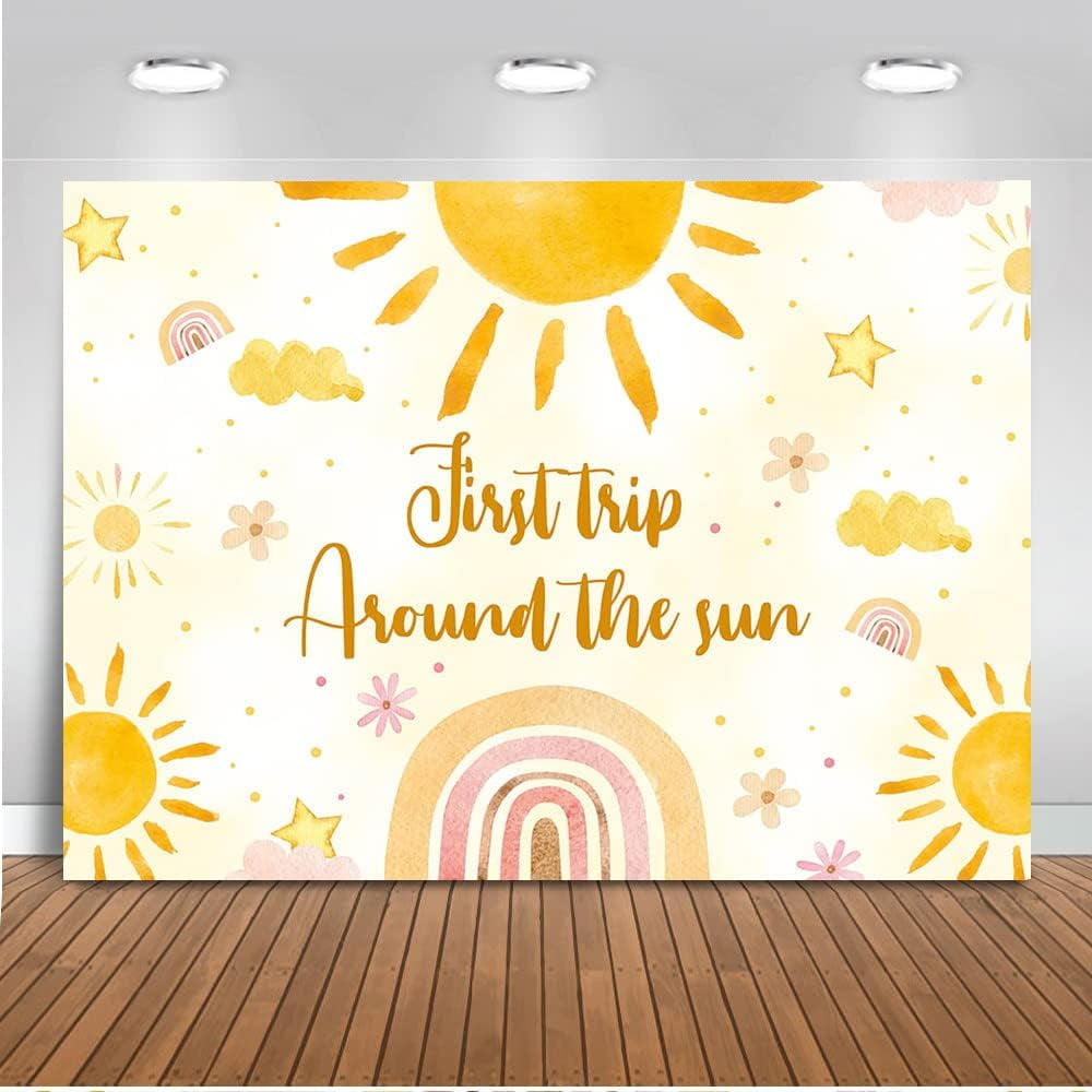 First Trip Around The Sun Backdrop 1st Sunshine Theme Backdrop Party ...