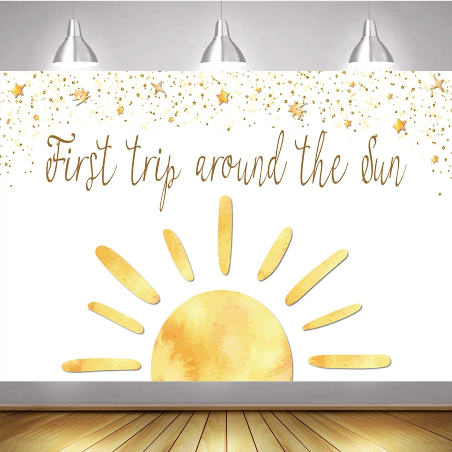 First Trip Around The Sun Backdrop Sunshine Baby Shower Banner Boho Sun ...