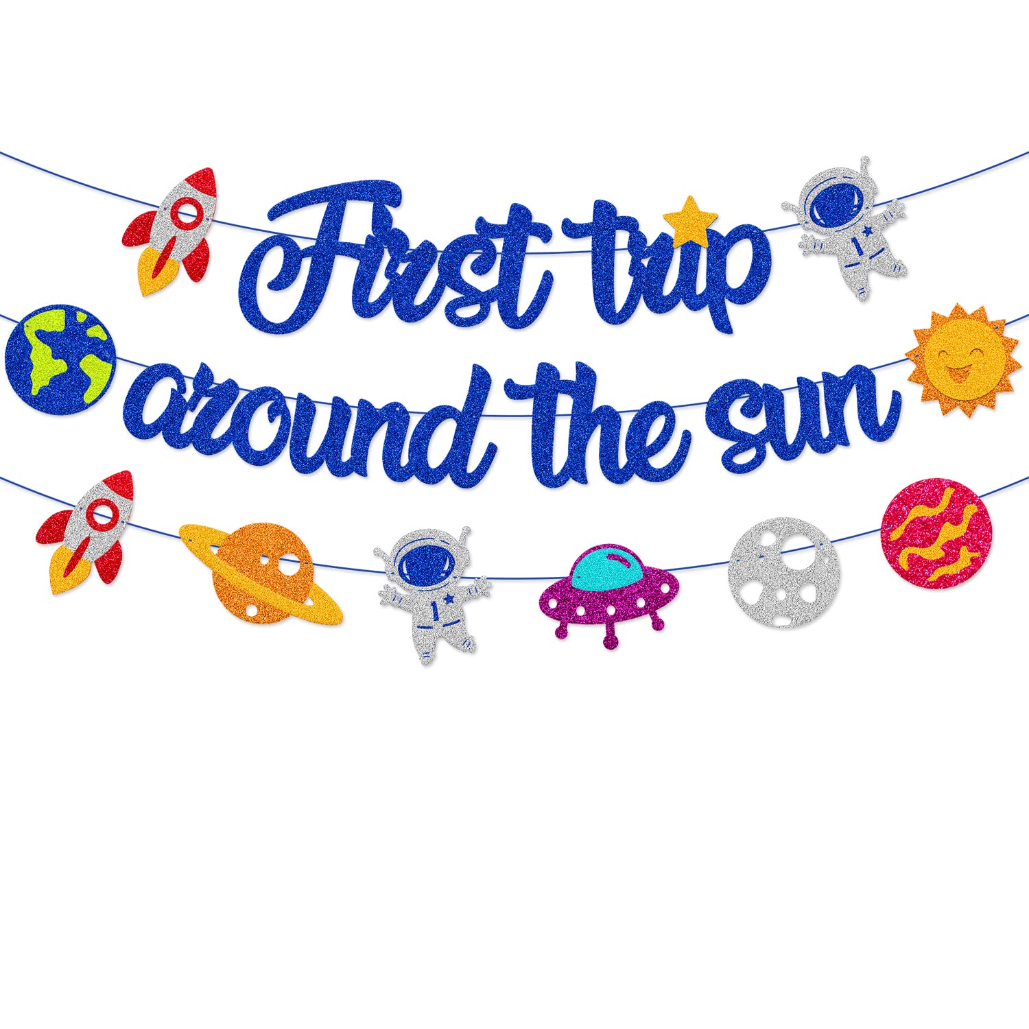 First Trip Around the Sun Banner AIS1 Outer Space Sun Planets Rocket Galaxy Astronaut Universe ...