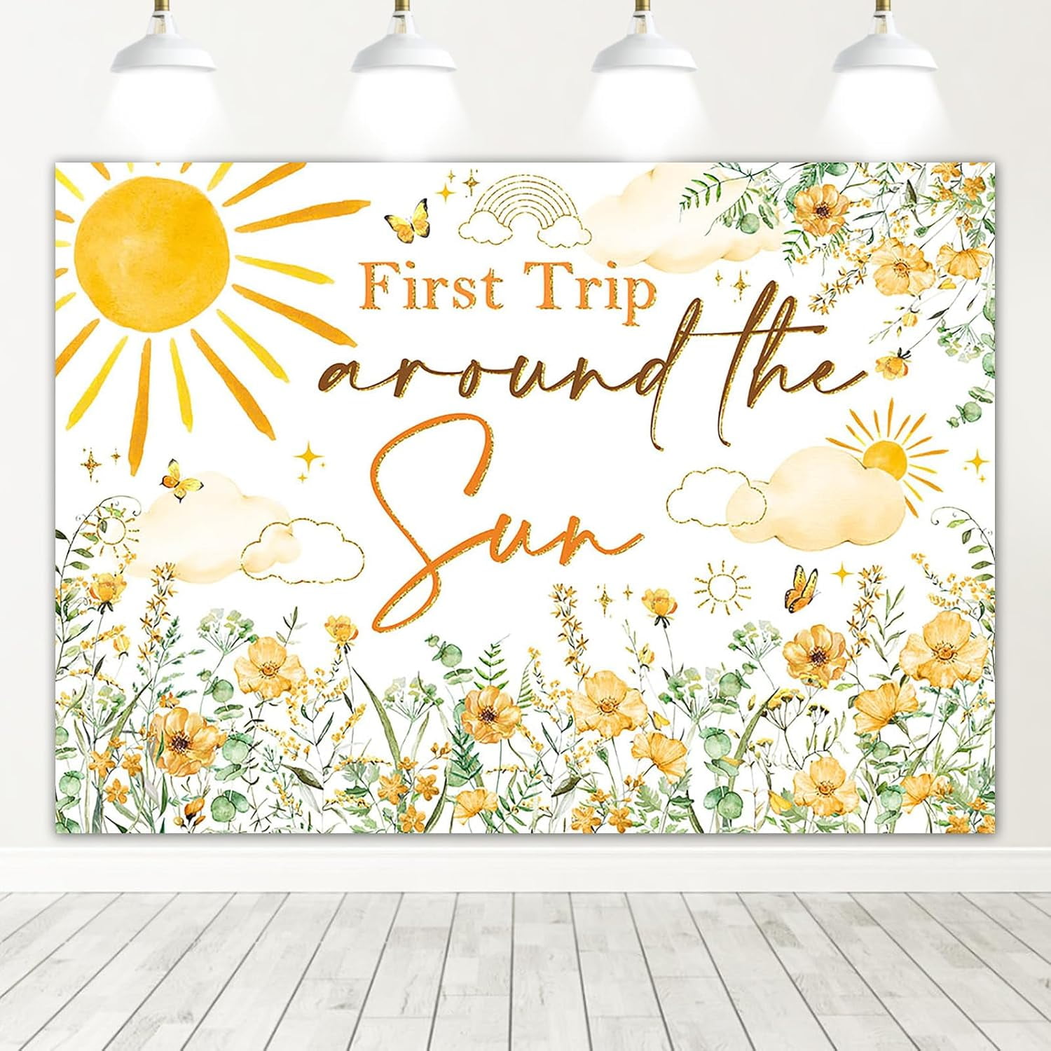 First Trip Around The Sun Backdrop Wildflower First Birthday Backdrop ...