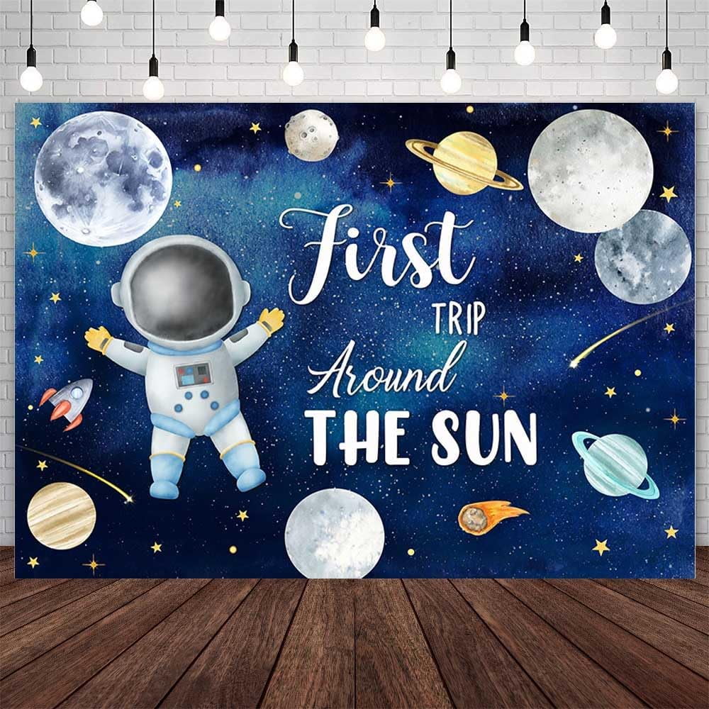 First Trip Around The Sun Birthday Backdrop Outer Space 1st Birthday ...