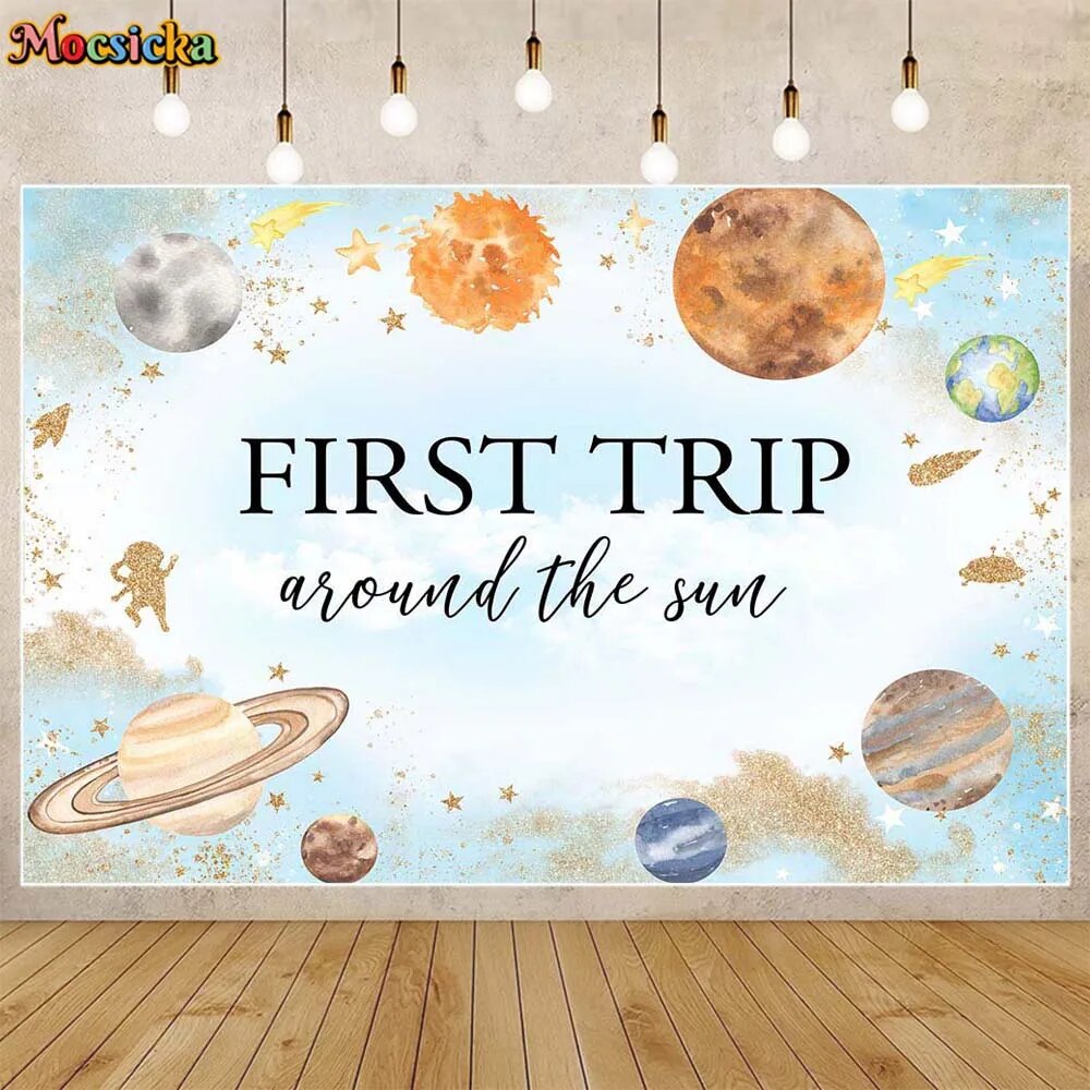 First Trip Around The Sun Photo Background Boys 1st Birthday Party ...