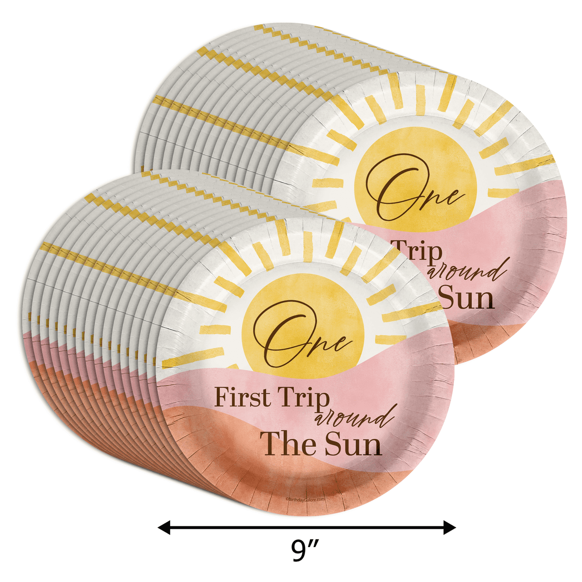 First Trip Around the Sun 1st Birthday Large 9" Paper Plates in Bulk 32 ...
