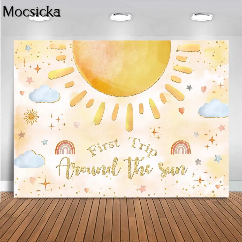 First Trip Around the Sun Backdrops for Photography Kids 1st Birthday ...