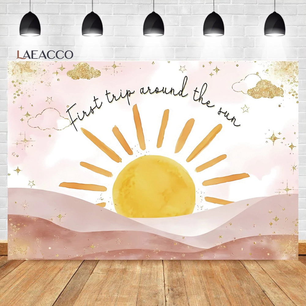 First Trip Backdrop Outer Space Watercolor Planets 1st Birthday Party ...