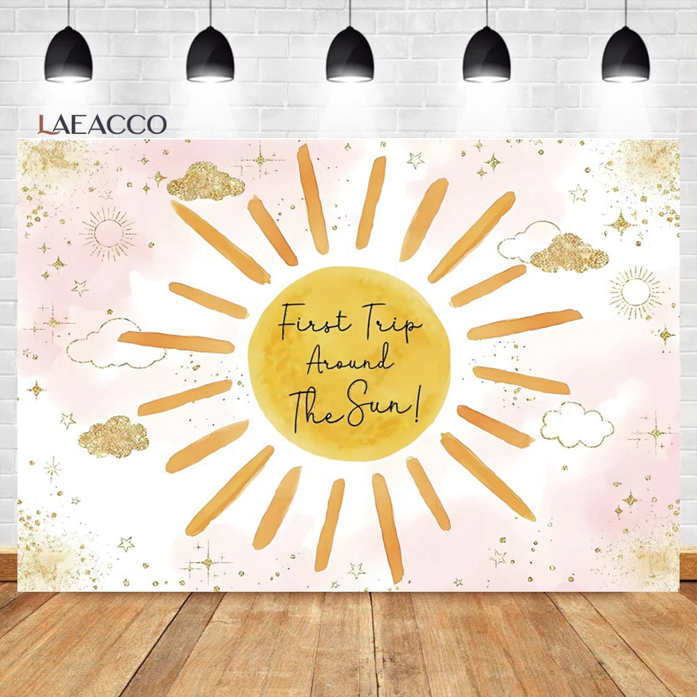 First Trip Backdrop Outer Space Watercolor Planets 1st Birthday Party ...