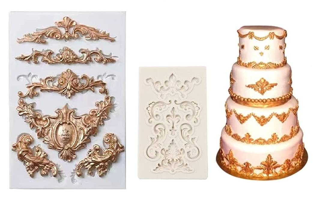 First Try 2 Pcs Baroque Style Curlicues Scroll Lace Fondant Silicone ...