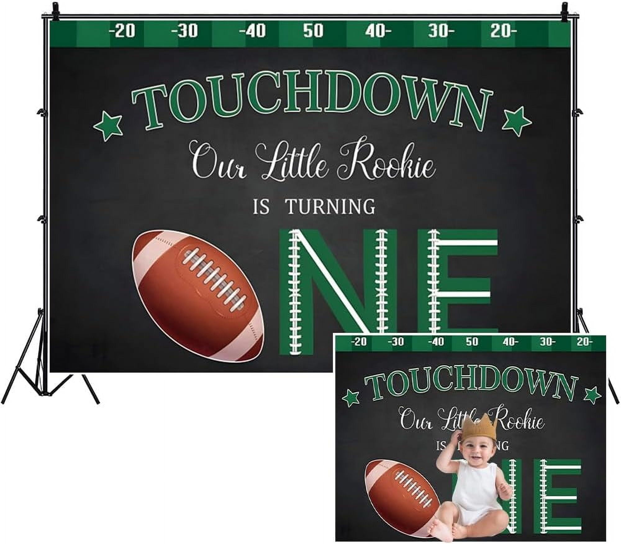 Football 1st Birthday Backdrop Touchdown Our Little Rookie is Turning ...