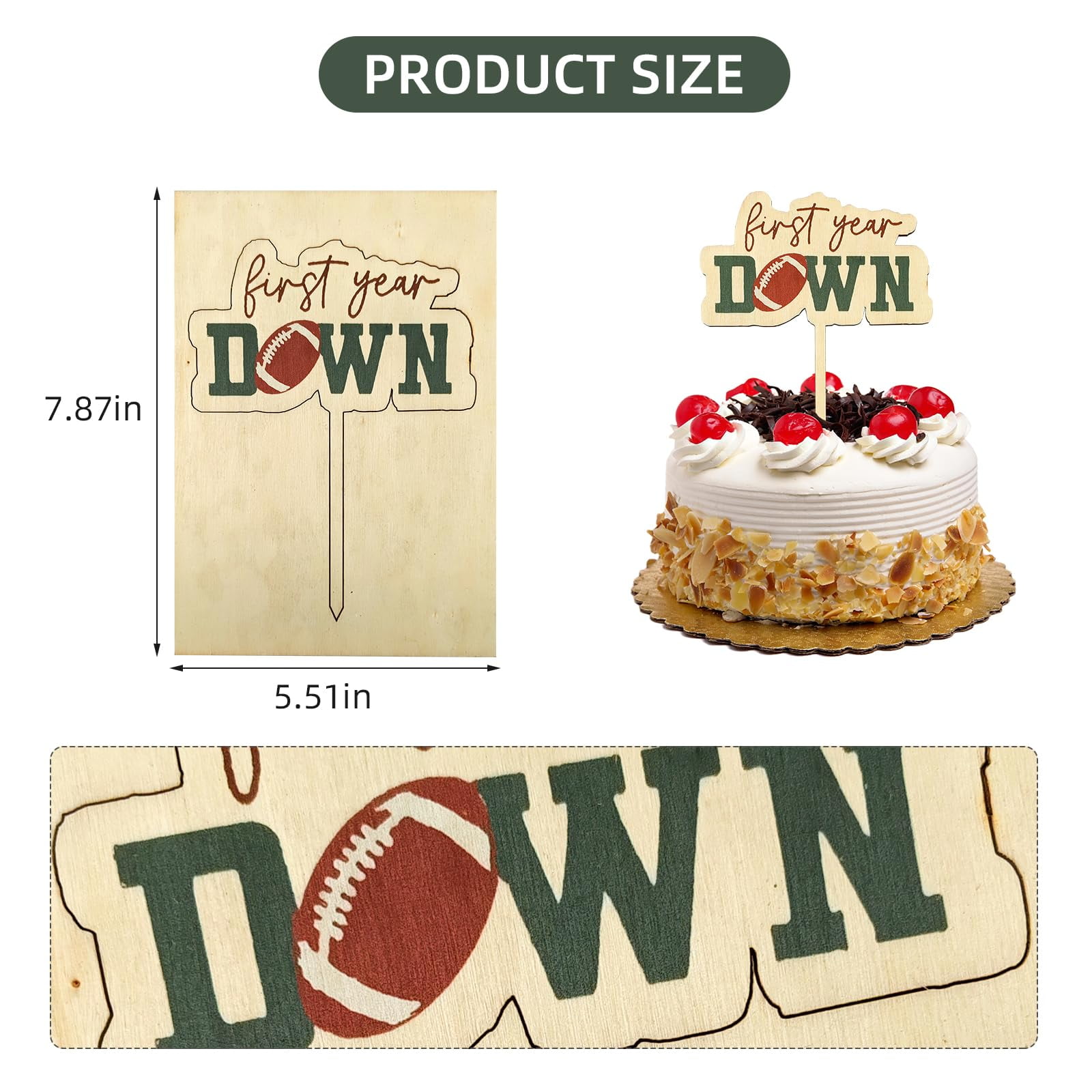 First Year Down AJH3 Cake Topper, Football 1st Birthday Party ...