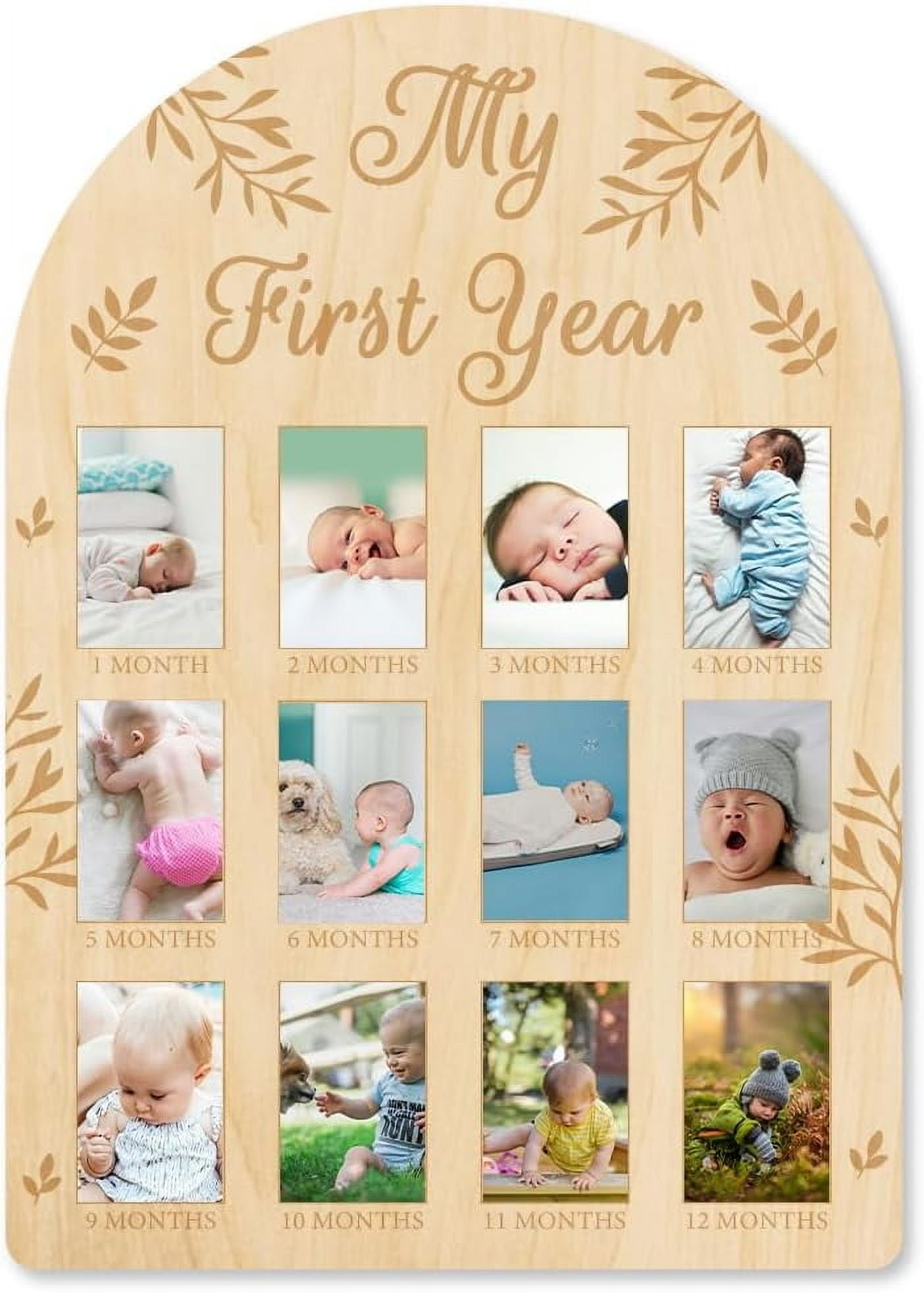 My First Year Baby Growth Photo Display Wood Board - 12 Months Newborn ...