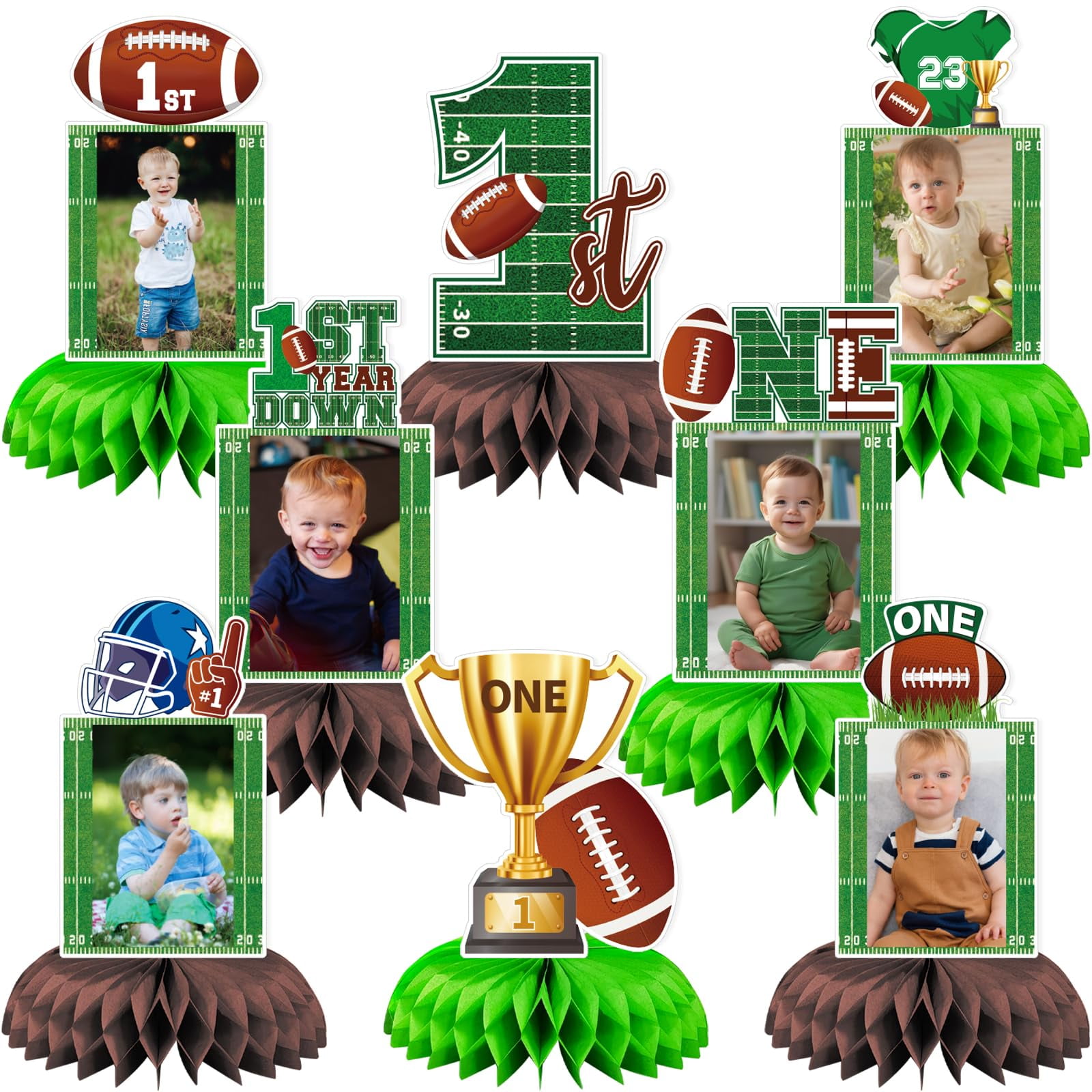 First Year Down CORNET Birthday Party Decorations Football Honeycomb ...