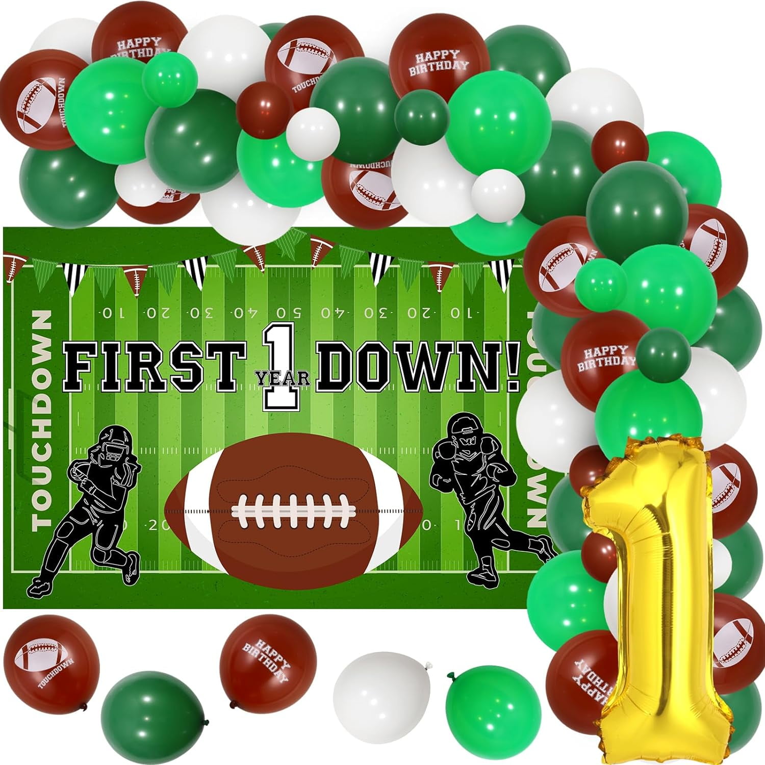 First Year Down Football Birthday Party Decorations, Football 1st ...