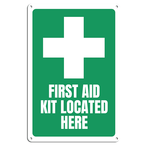 First aid kit located here Aluminum Metal Sign 8 X 12 Inch Wall Decor ...