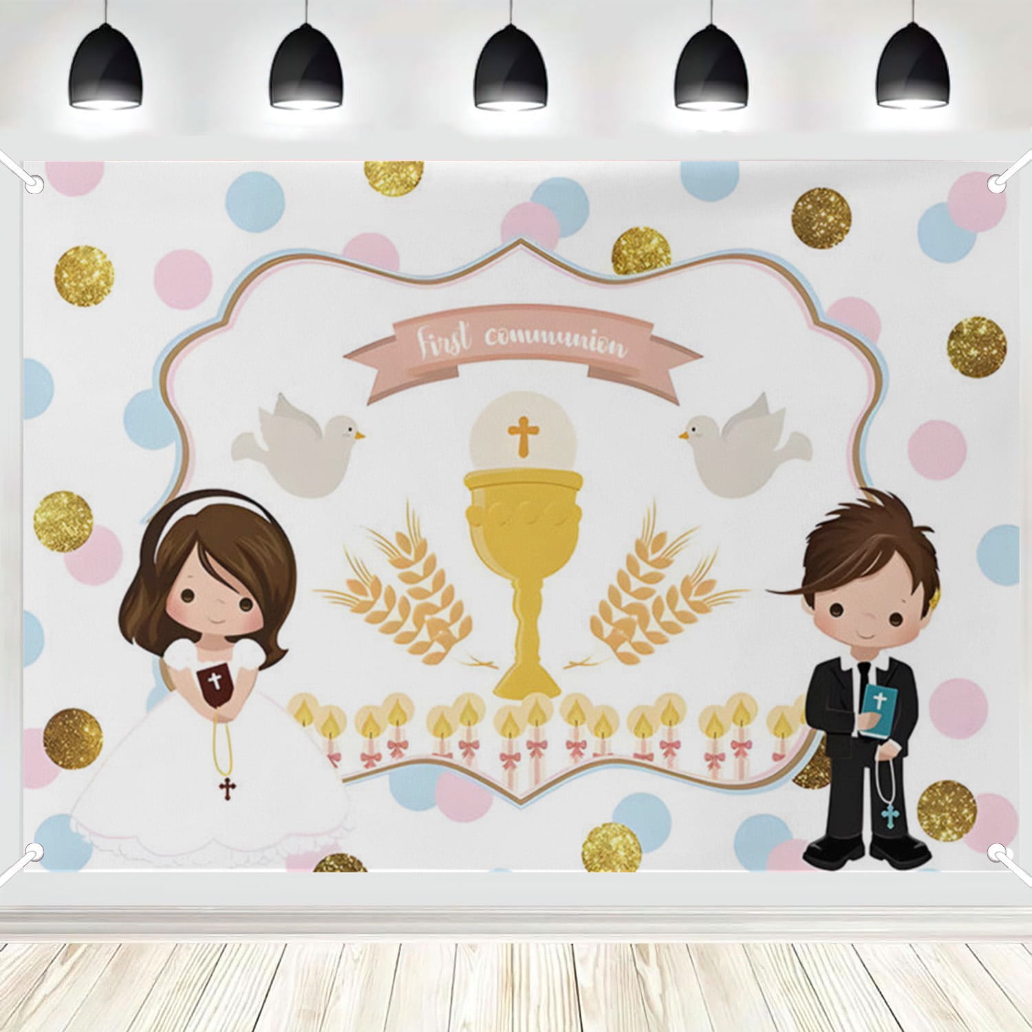 First communion Backdrop for Girl White and Elegant Floral Photography ...