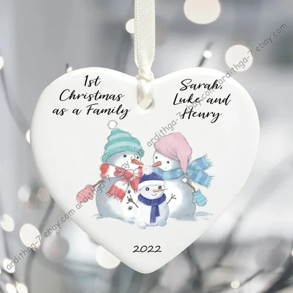 First kriStmAs as a Fami NParents Heart Tree Decoration Bauble Person ...