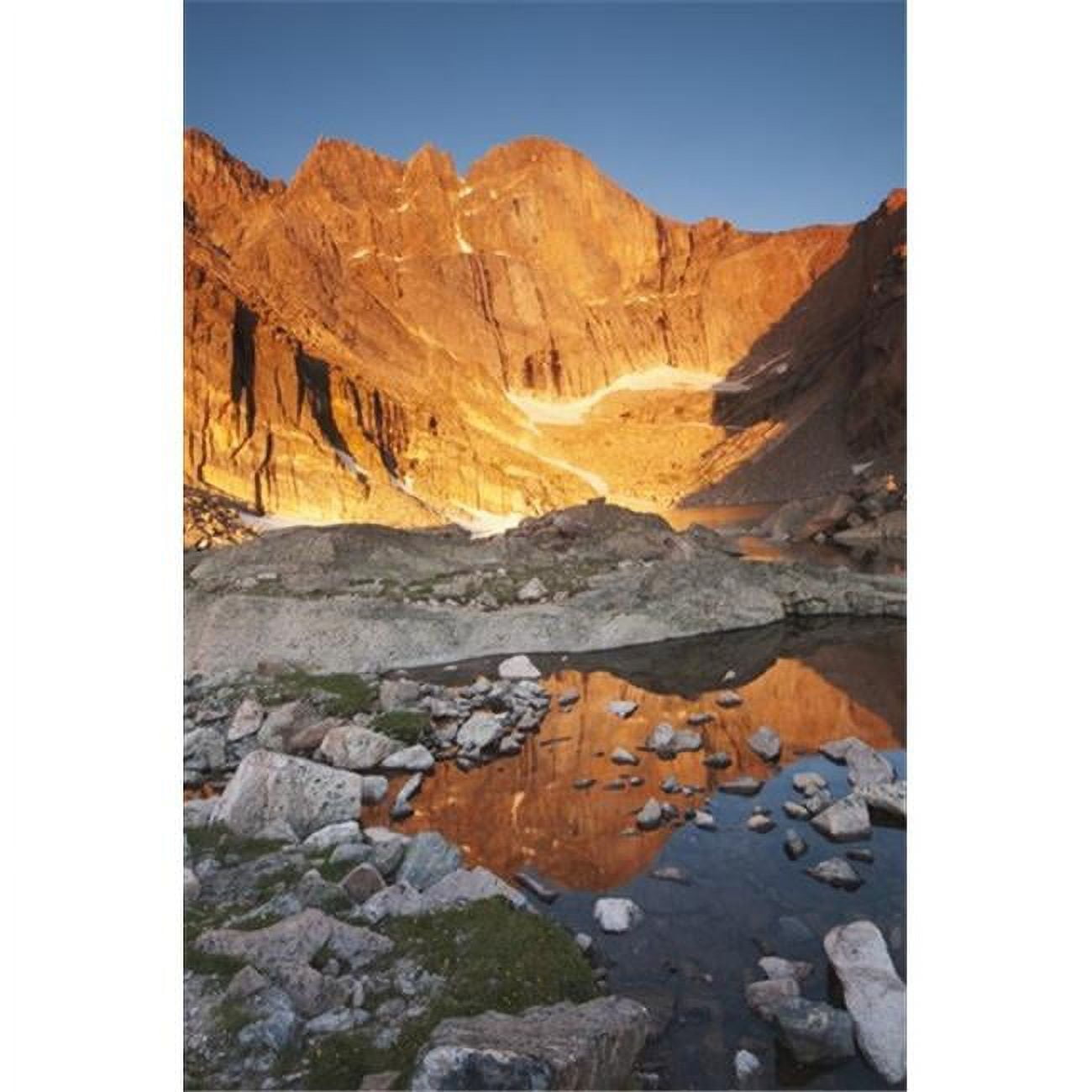 First light on Longs Peak at Chasm Lake in Rocky Mountain National Park ...