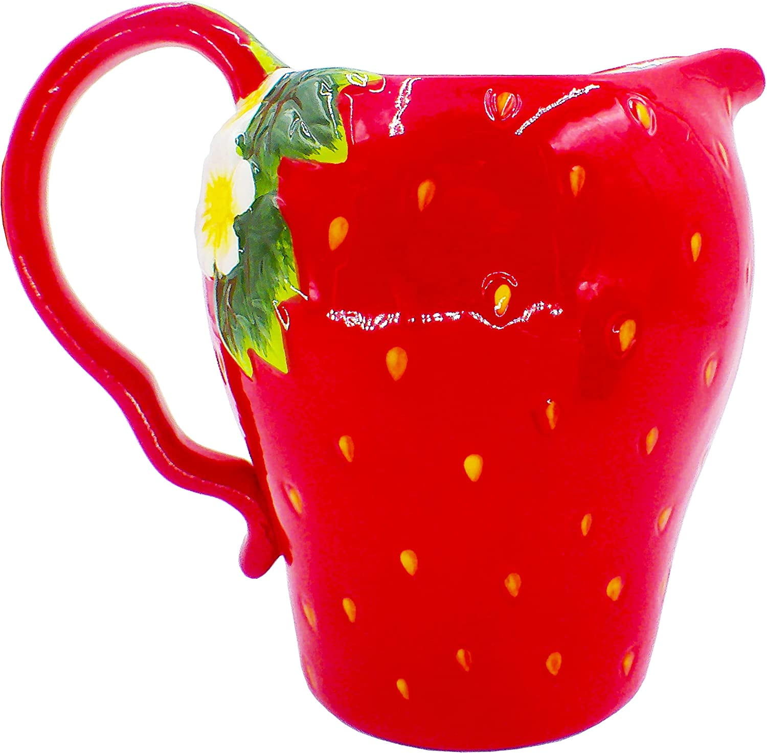 First of a Kind Glossy Rosy Red strawberry pitcher, red ceramic ...