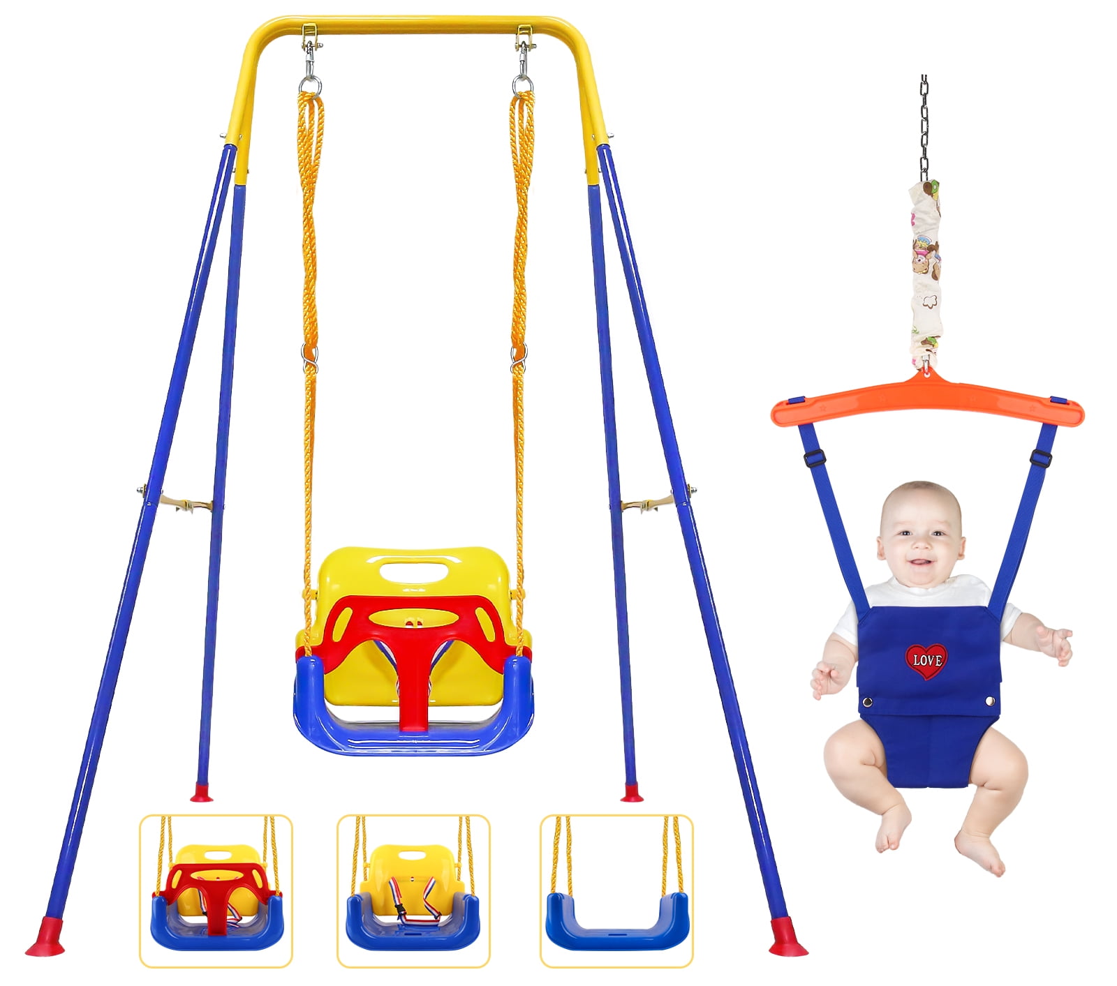 FirstAsk 2-in-1 Toddler Swing and Baby Jumper, Swing Set for Indoor ...