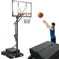 FirstAsk 44" Portable Basketball Hoop & Goal Outdoor 4.9-10 ft. Height ...