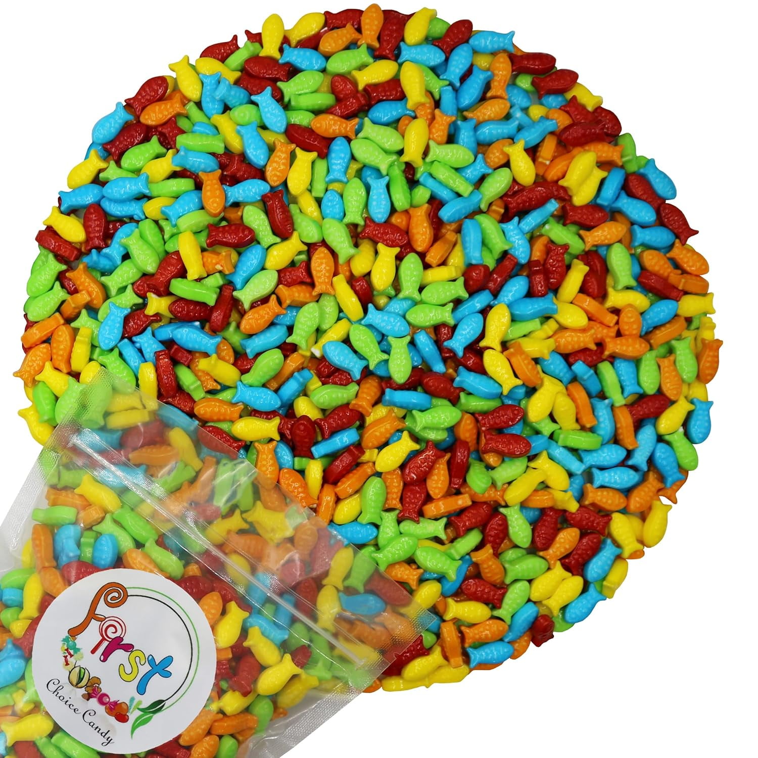 FirstChoiceCandy Rainbow Aquarium Fish Assorted Mini Guppies Hard Candy (Regular, 2 Pound ...