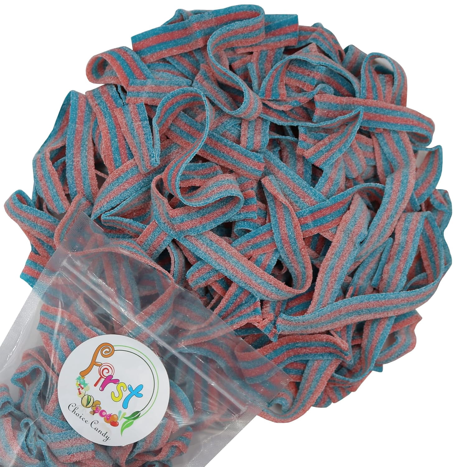 FirstChoiceCandy Sour Cotton Candy Flavor Gummy Candy Belts , long ...