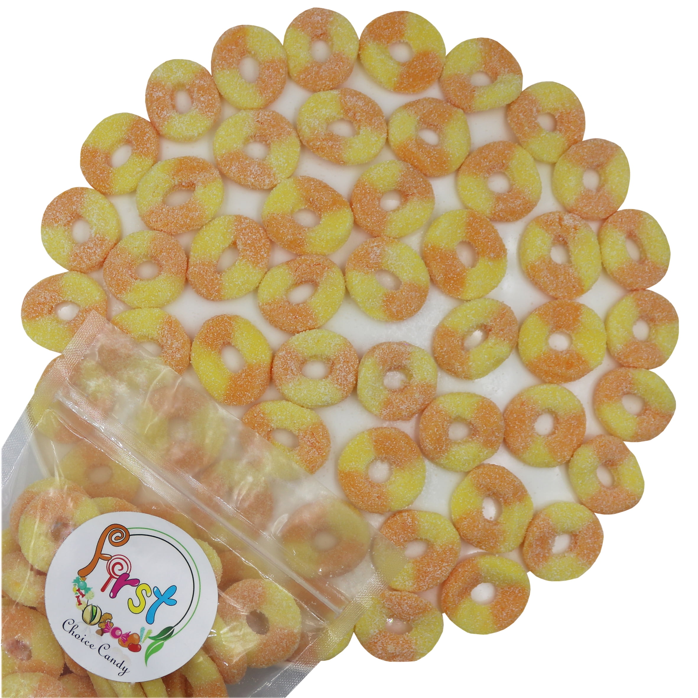FirstChoiceCandy Sour Gummiroos Mini Gummy Rings (Sour Peach, 2 Pound ...