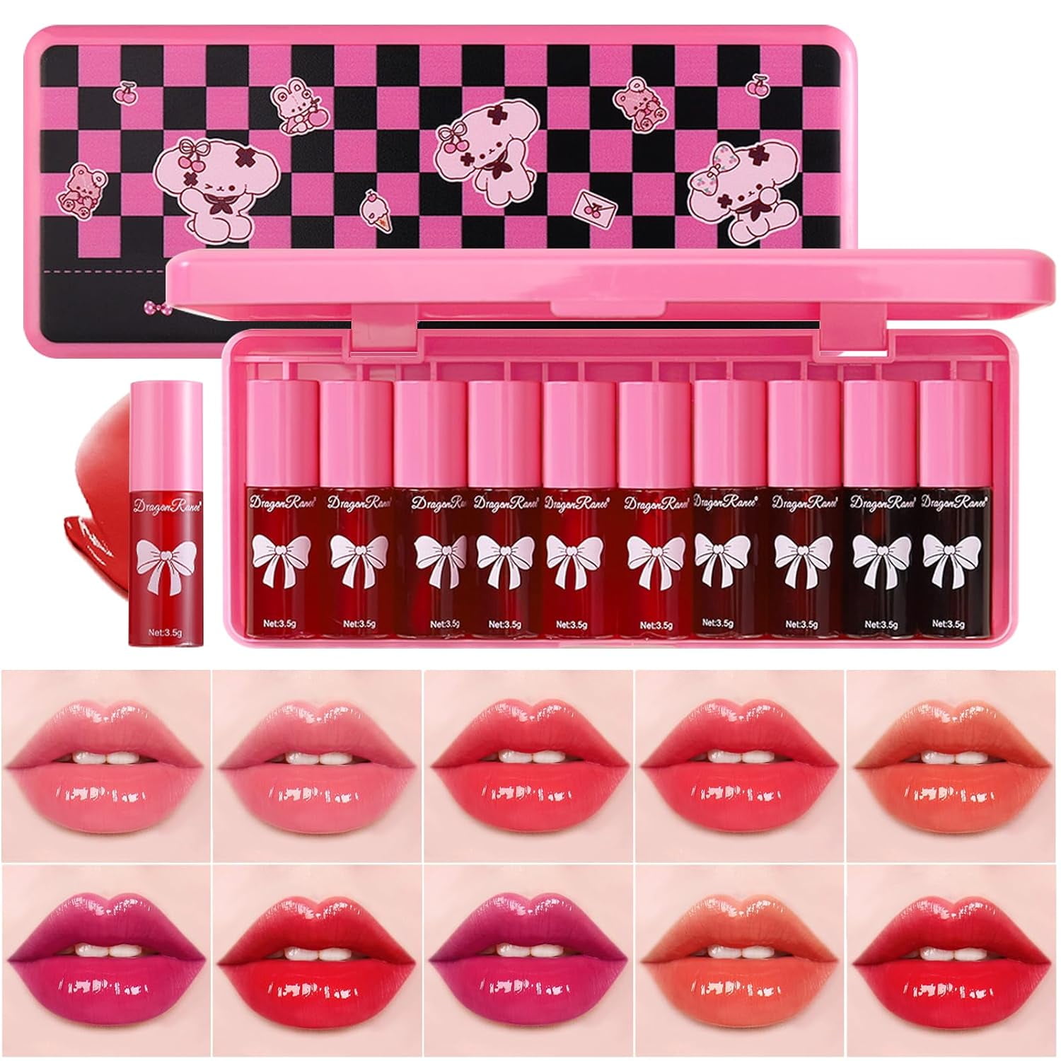 Firstfly 10 Colors Lip Stain Set, Korean Highly Pigmented Velvet Lip ...