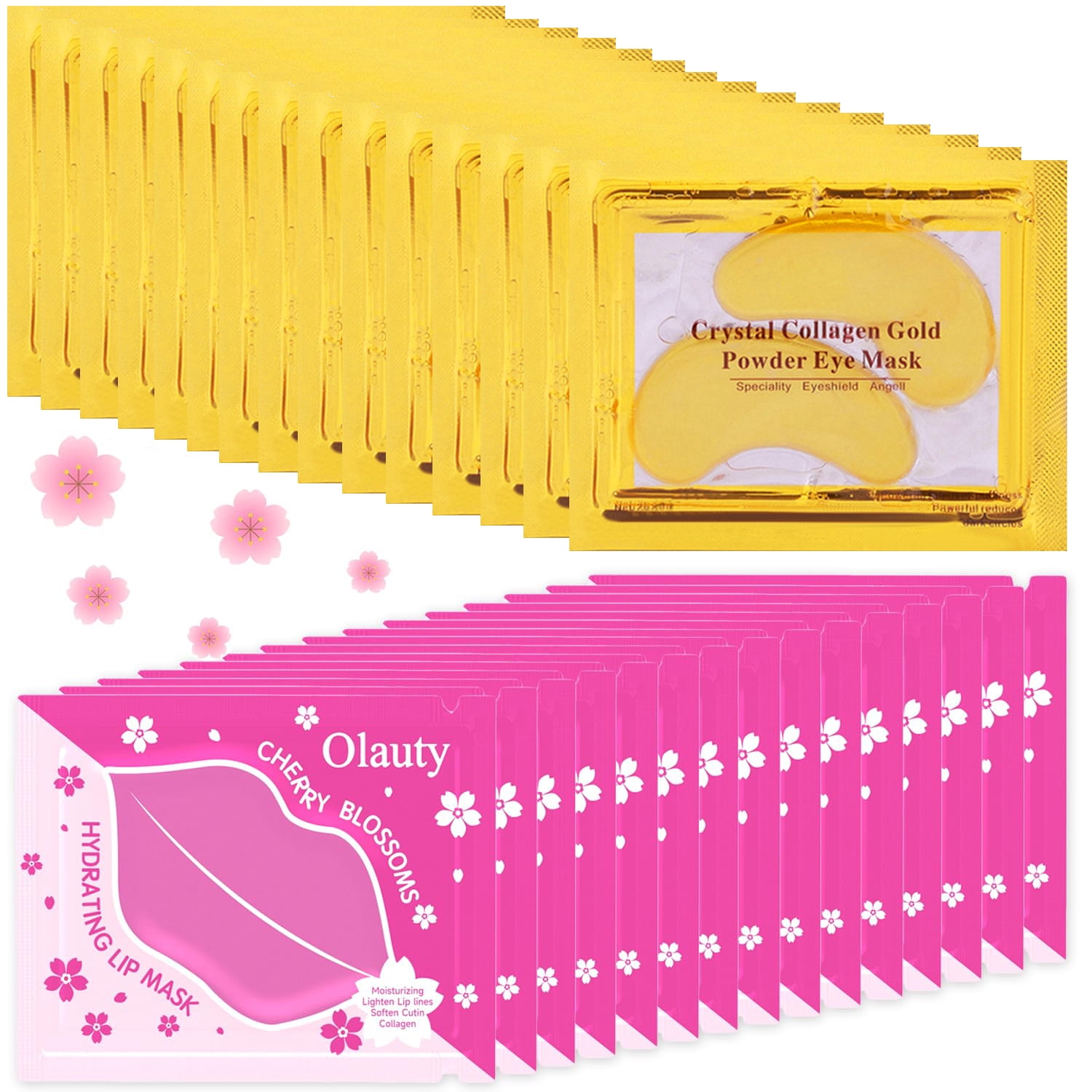 Firstfly 30 Pcs Lip Mask & Under Eye Patches, 24K Collagen Eye Masks ...