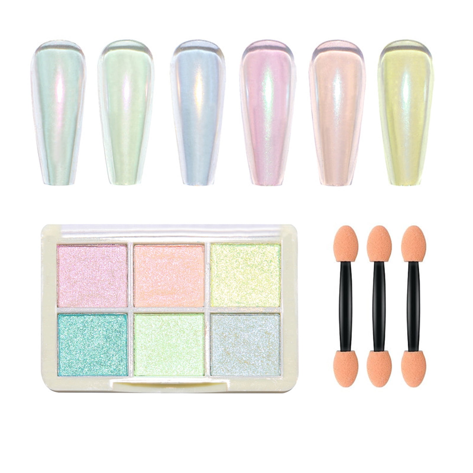 Firstfly 6 Colors Chrome Dust Nail Powder, Aurora Metallic Holographic ...