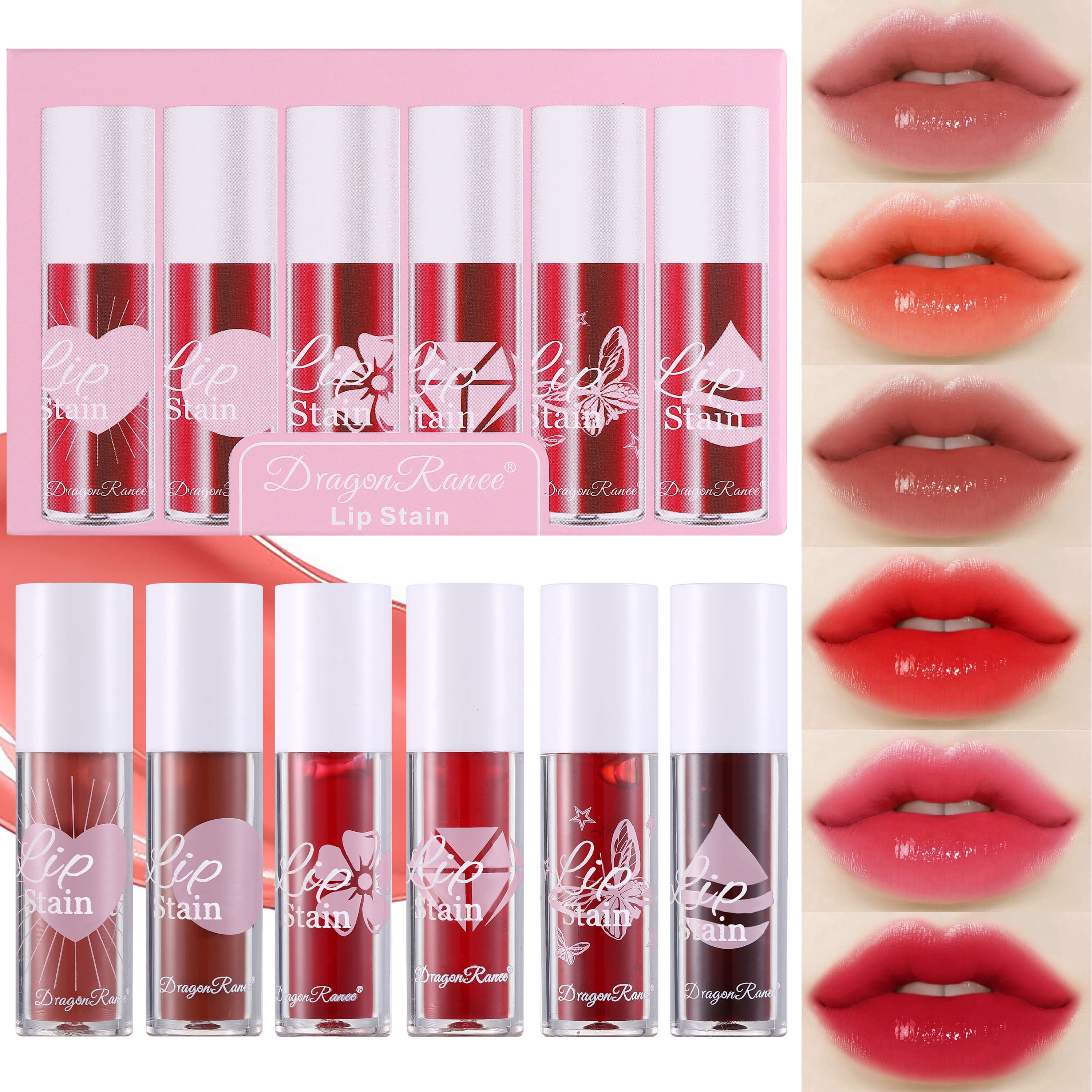 Firstfly 6 Colors Lip Stain Set, Korean Highly Pigmented Velvet Lip ...