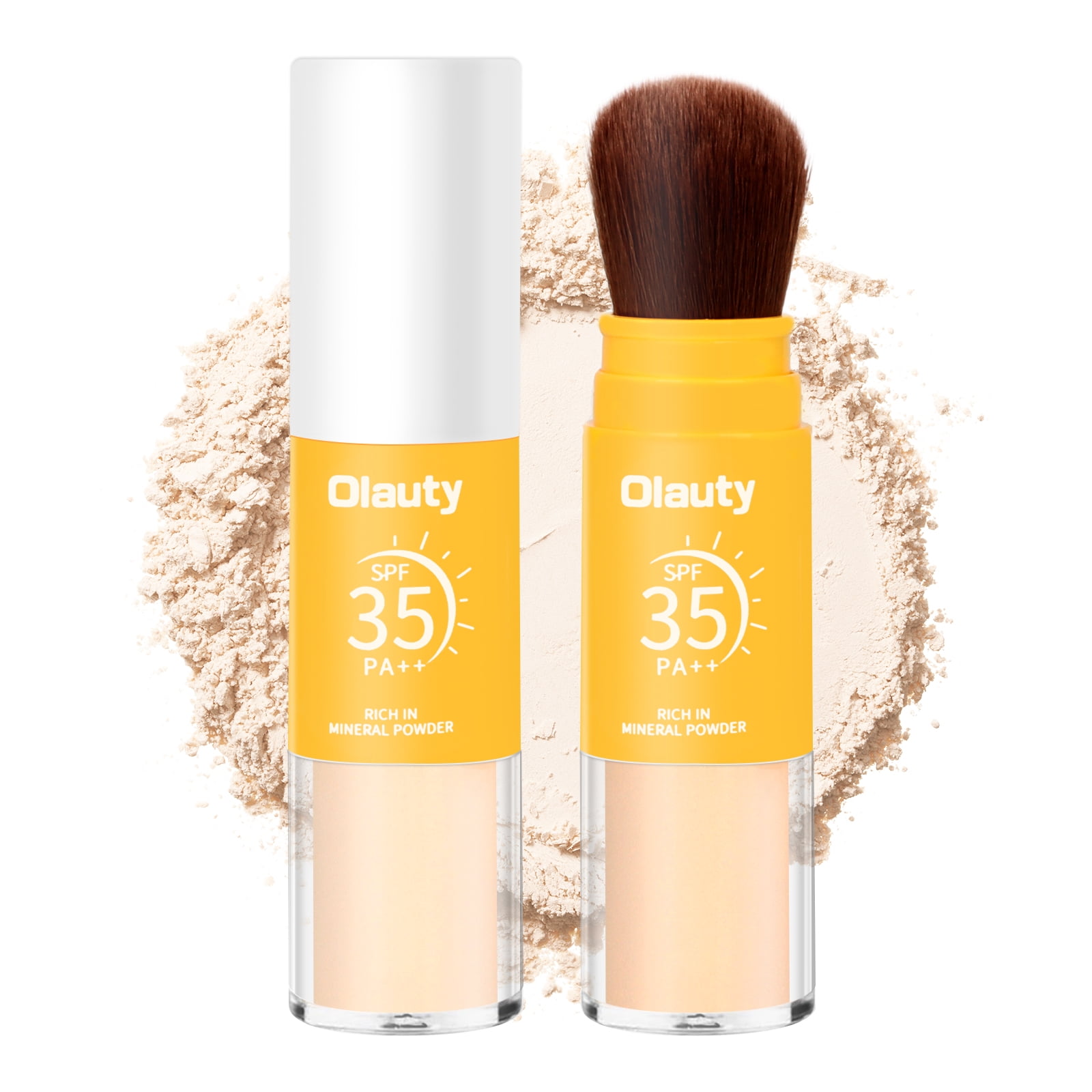 Firstfly Mineral Sunscreen Powder, SPF 35 PA+++, Mineral Brush Powder ...