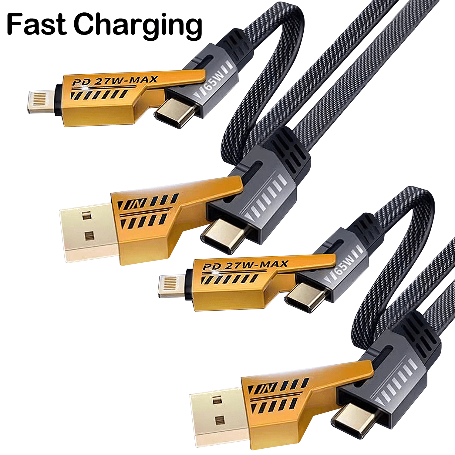 Firsting 2PCS 65W 4-in-1 Multi Device Charging Cable, Fast Data ...