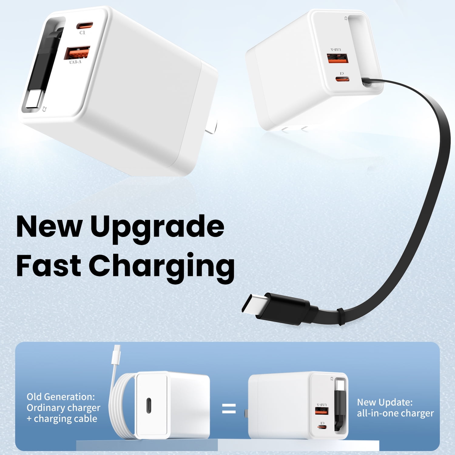 Firsting 3 IN 1 65W Fast Charging Power Adapter USB C Wall Charger, PD ...