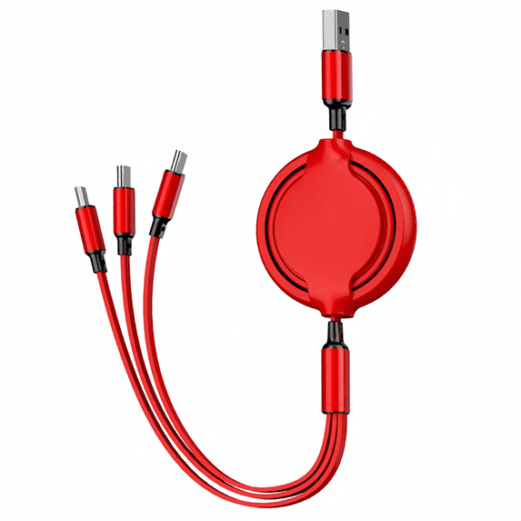 Firsting 3 in 1 Fast Charging Cable Retractable Charger Cord USB Type C ...