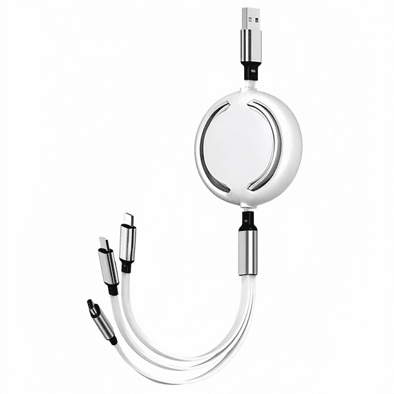 Firsting 3 in 1 Fast Charging Cable Retractable Charger Cord USB Type C ...