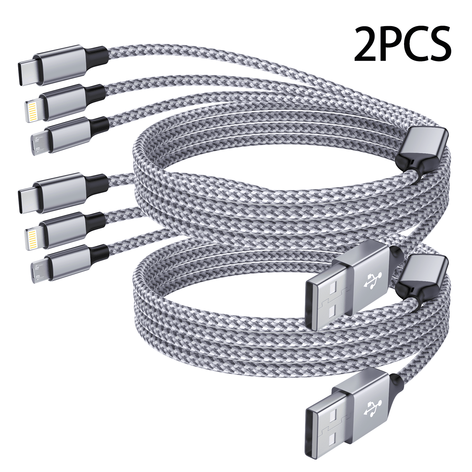 Firsting 3-in-1 USB Charging Cable, Fast Charge, 4ft Durable Off-White ...