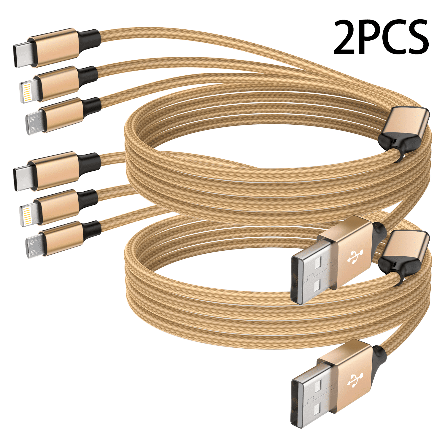 Firsting 4FT 3-in-1 USB Charger Cable, 180° Rotatable Fast Charging ...