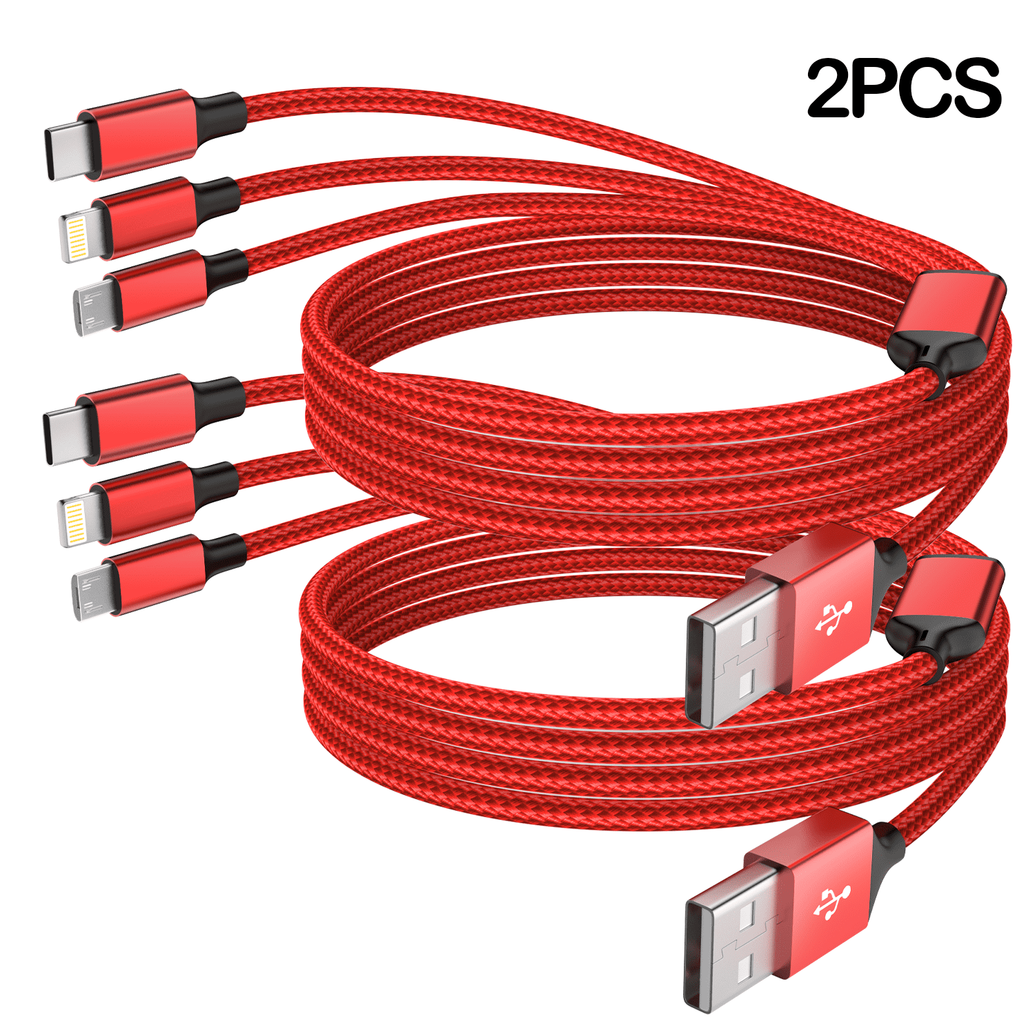 Firsting 4FT 3-in-1 Charging Cable, 120W Fast Charge Rotatable Cord ...