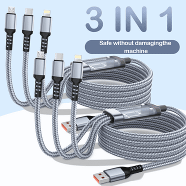 Firsting 3 in 1 Fast Charging Cable Retractable Charger Cord USB Type C ...