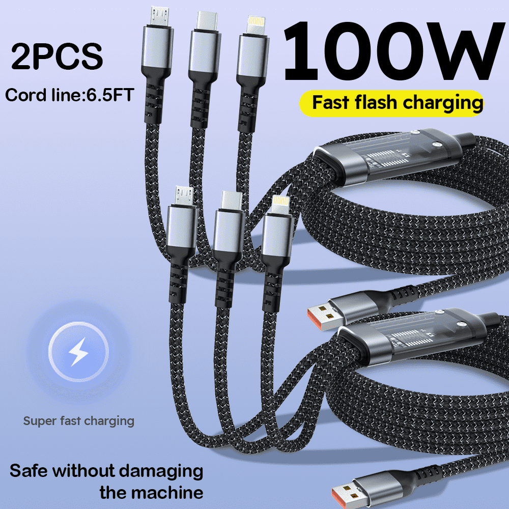 Firsting 6.5FT 100W 3-in-1 USB Charger Cord Phone Charging Cable Fast ...