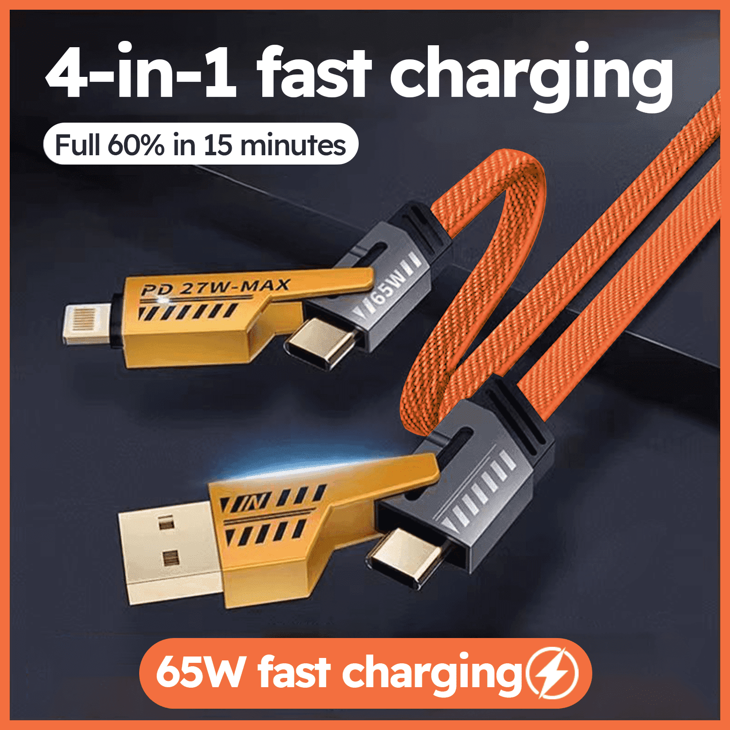 Firsting 65W 4-in-1 Multi Cell Phone Data Cable Fast Charge 27WPD ...