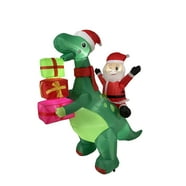 6.2FT XMAS Blow Up Decoration: LED Lighted Elk Pulling Santa Claus with ...