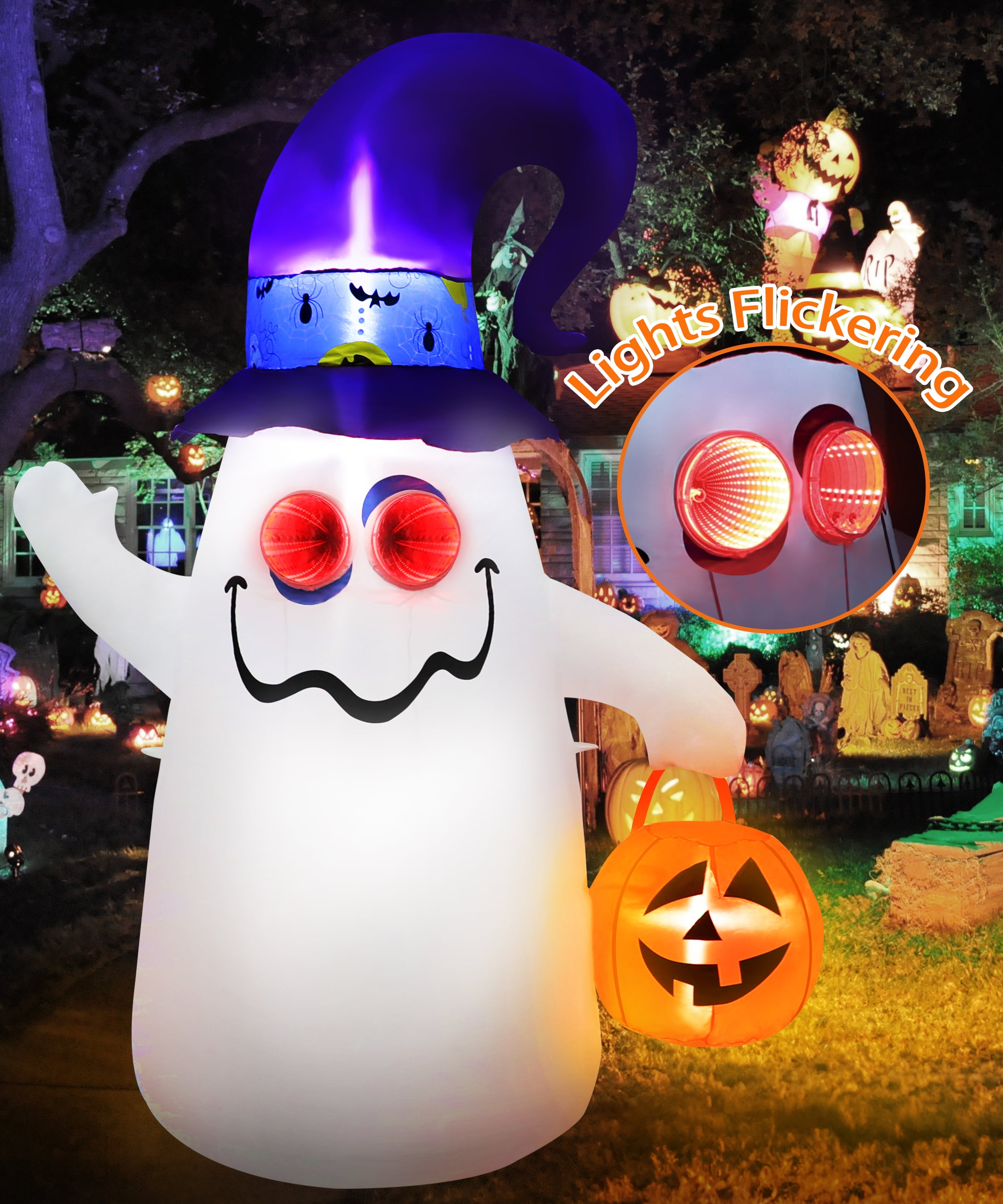 Firstness 5ft Tall Halloween Inflatable, Ghost Inflatable with LED ...