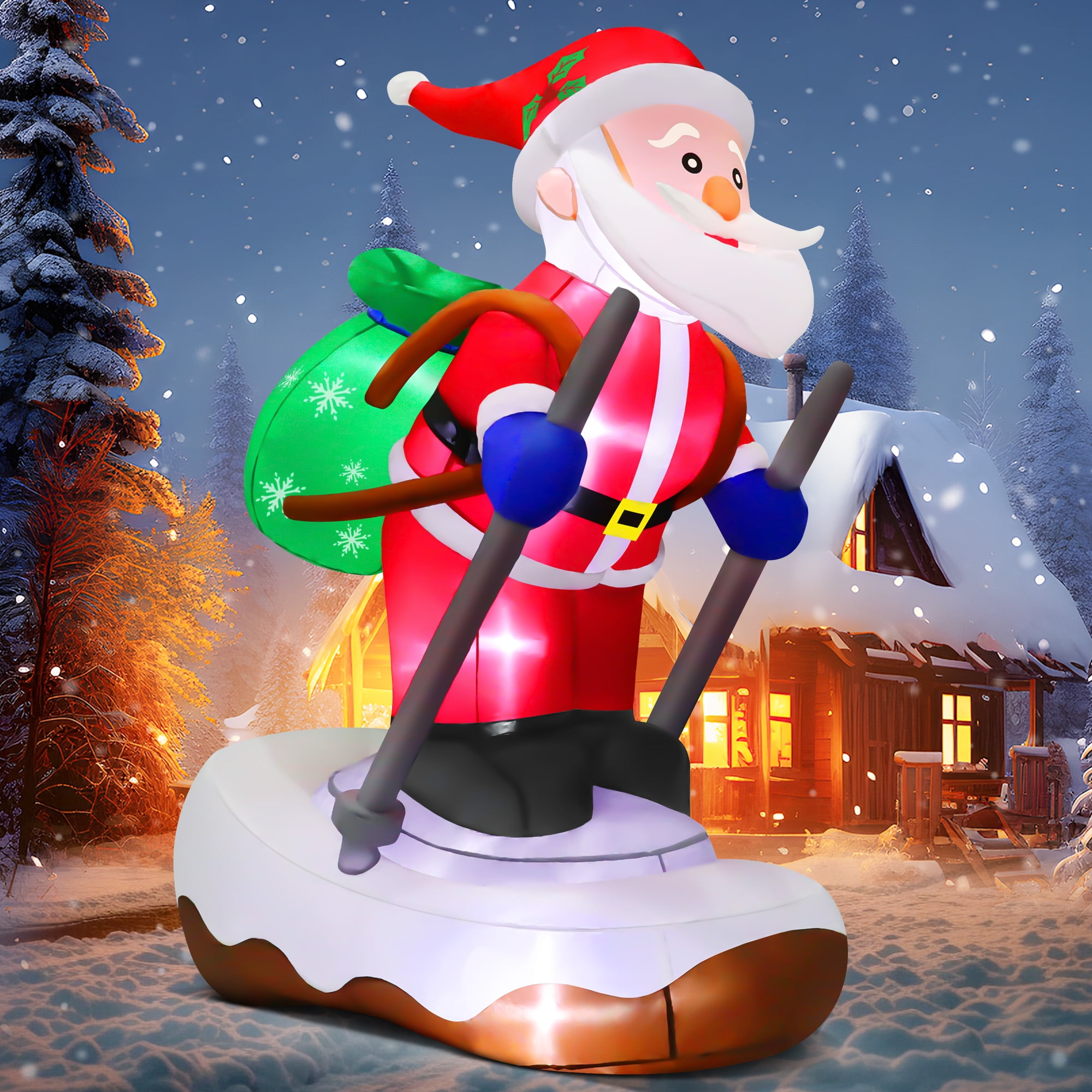 Firstness 6.4ft Tall Christmas Inflatable, Santa Sleigh Xmas Inflatable ...