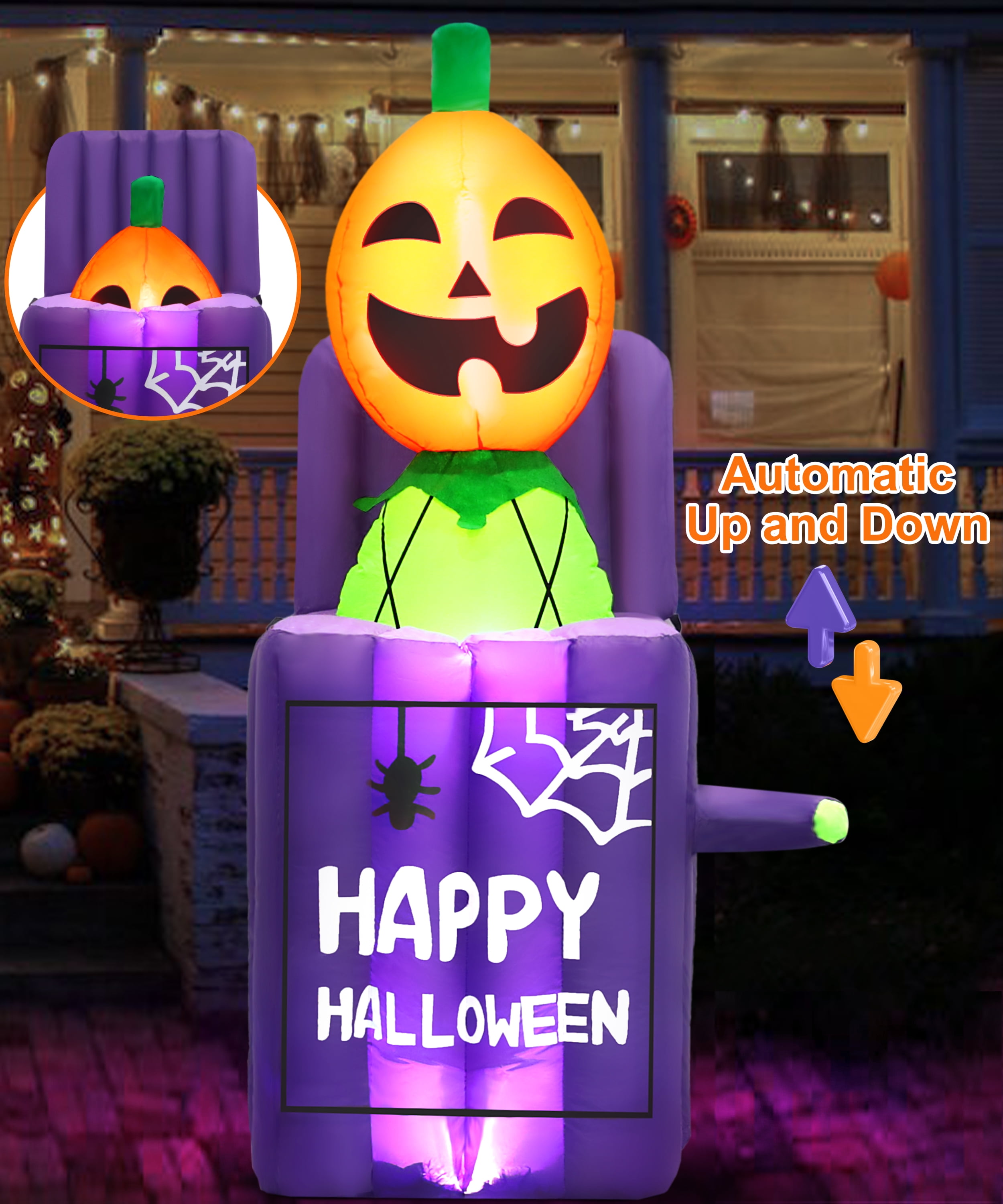 Firstness 6ft Tall Halloween Inflatable, Pumpkins Ghost Liftable ...