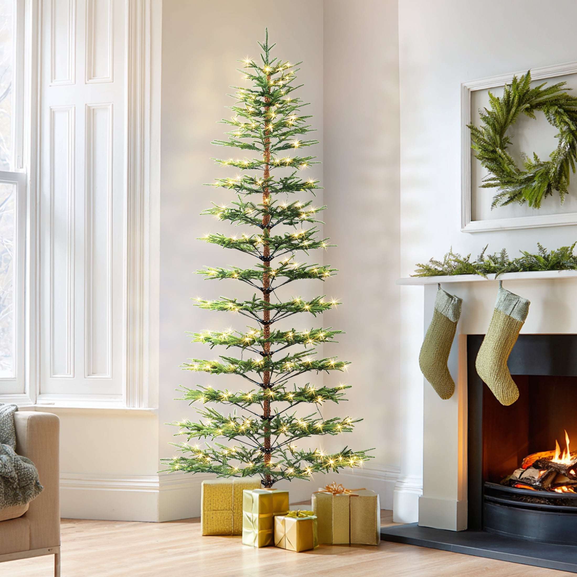 Firstness 6FT Christmas Tree Sparse Conifer, Prelit Artificial Tree ...