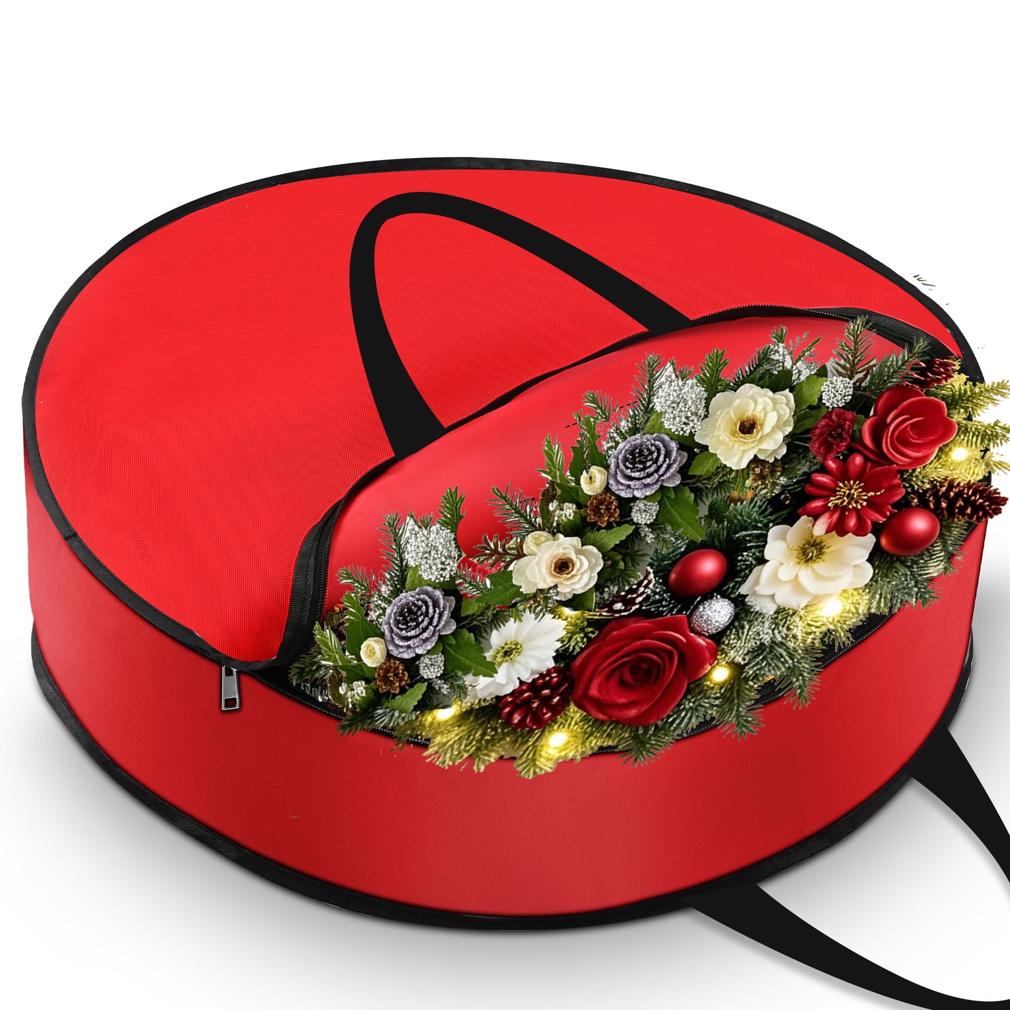 Firstness Christmas Wreath Storage, 600D Oxford Round Storage Bag ...