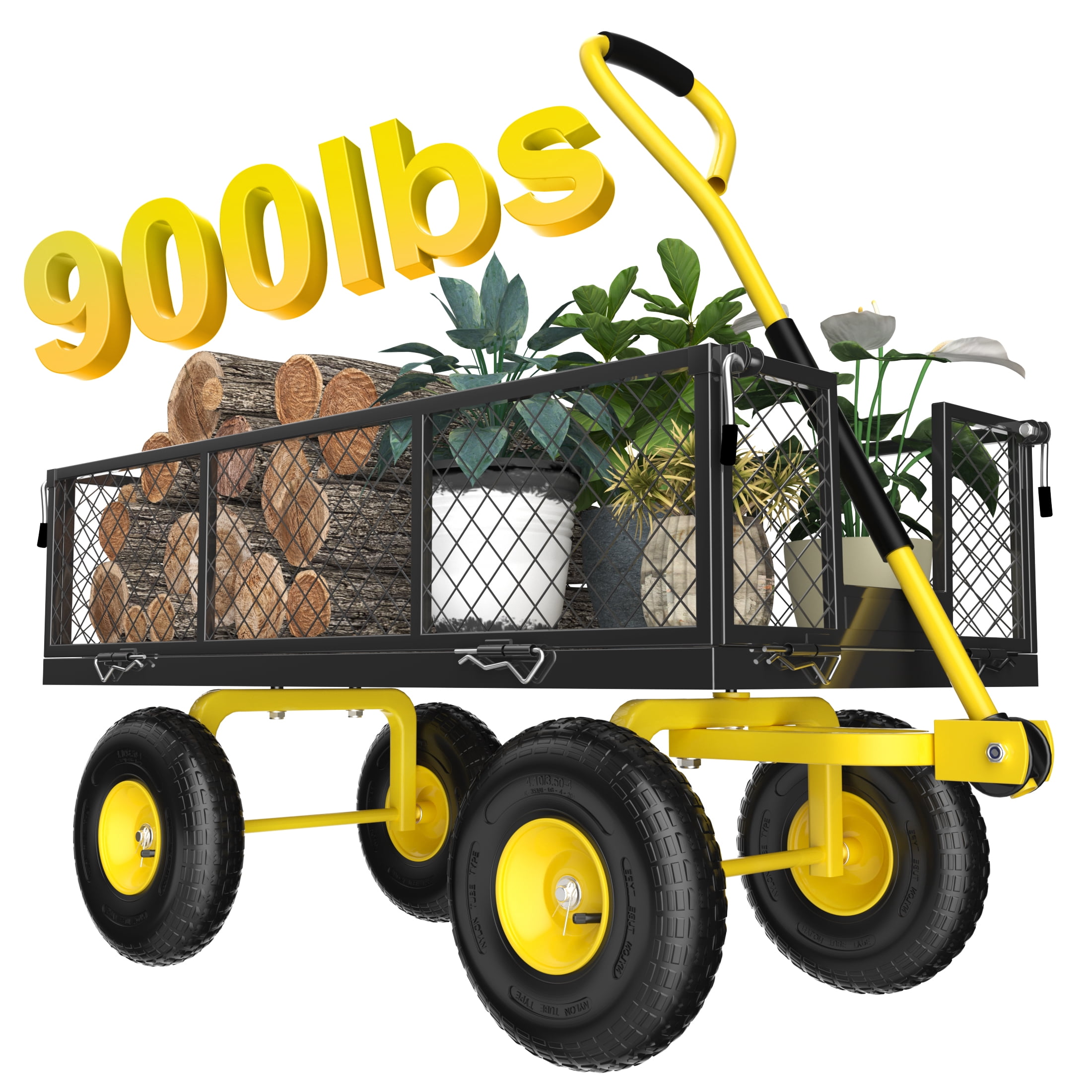 Firstness Heavy Duty Garden Cart, 900 lbs Capacity Garden Wagon with ...