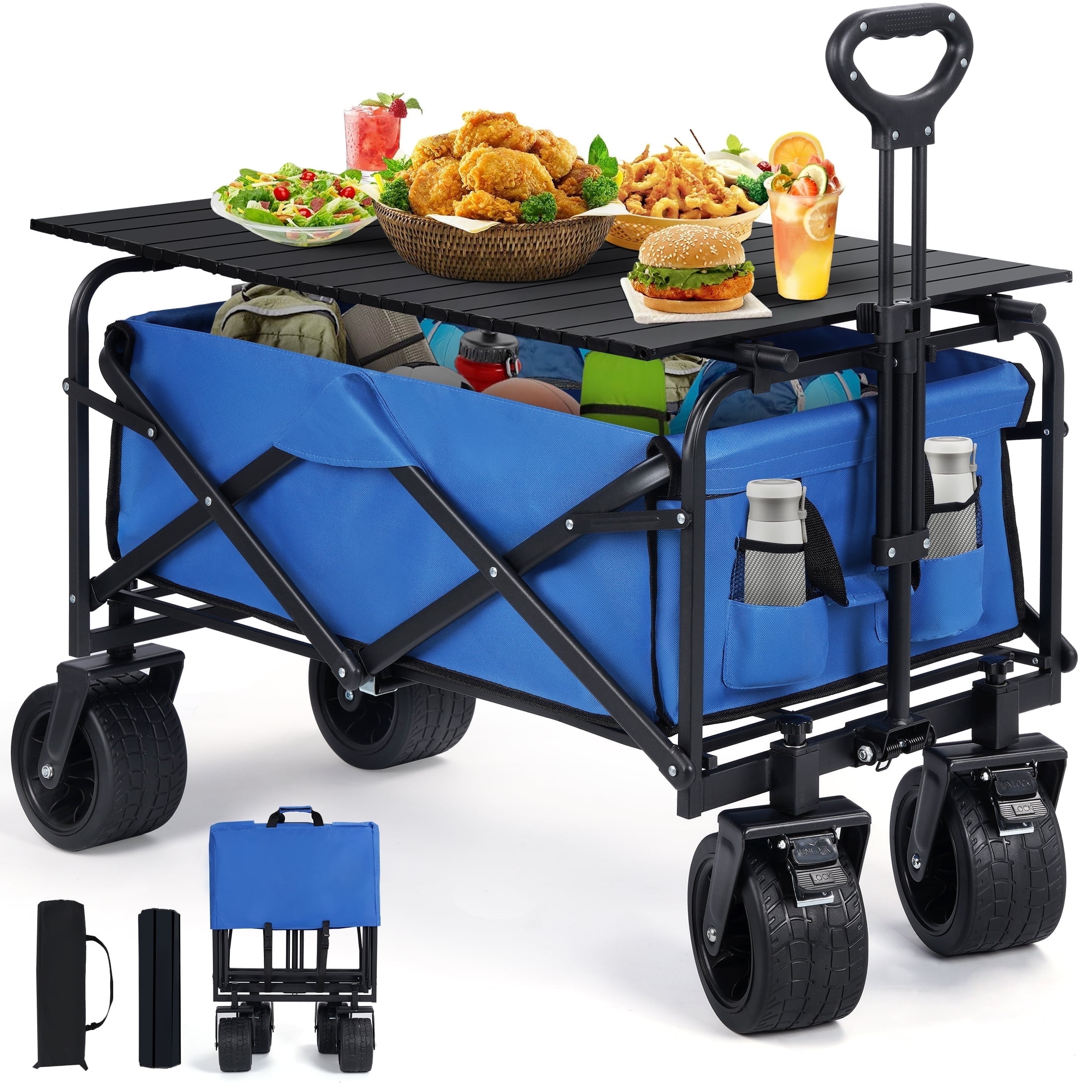 Firstness Heavy Duty Collapsible Wagon Cart with Tabletop, Foldable ...