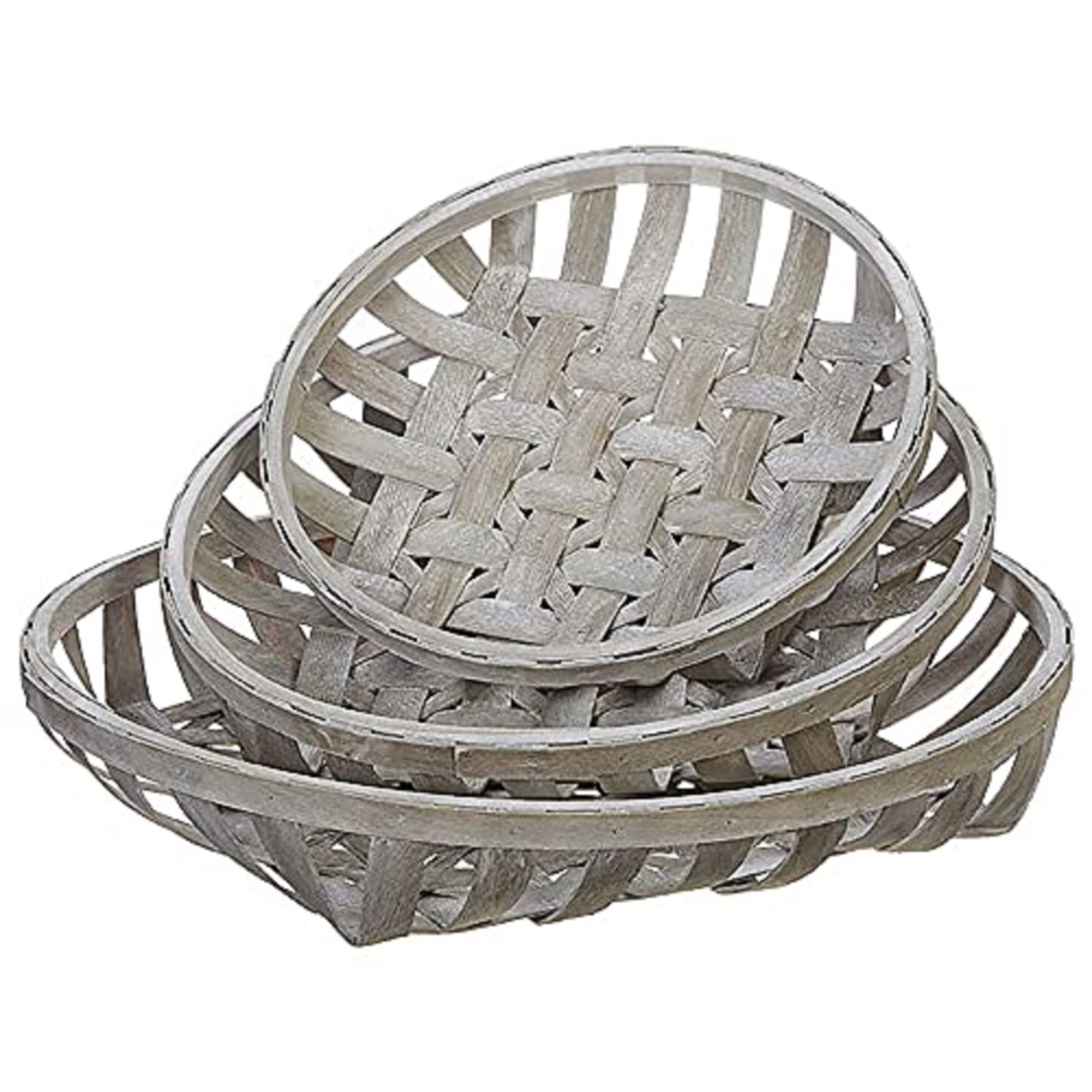 Firstofakind Tobacco Basket - Set of 3 Large Decorative Round Tabletop ...